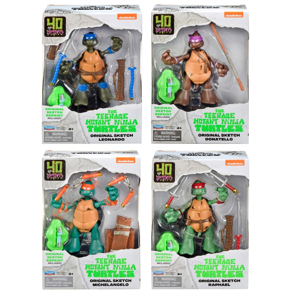 TMNT 40th Anniversary Original Sketch Turtle Action Figure 4-Pack - Pop ...